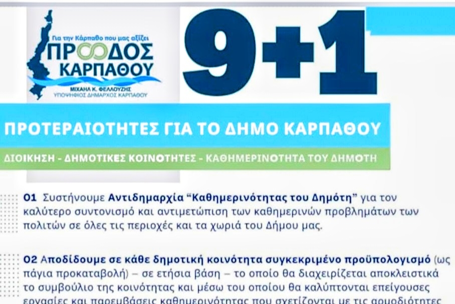 Οι 10 προεκλογικές προτεραιότητες της δημοτικής αρχής ΚΑΡΠΑΘΟΥ που ...
